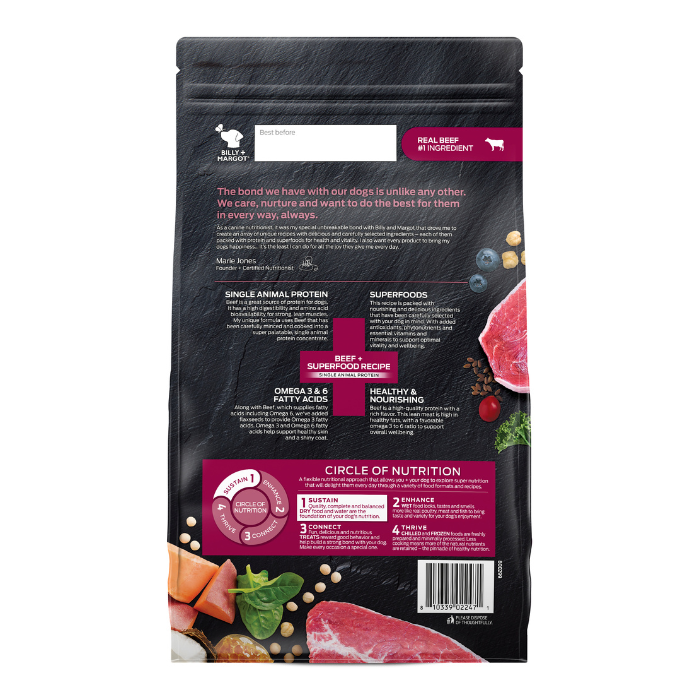 Billy + Margot Beef + Superfood Recipe Single Animal Protein Adult Dry
