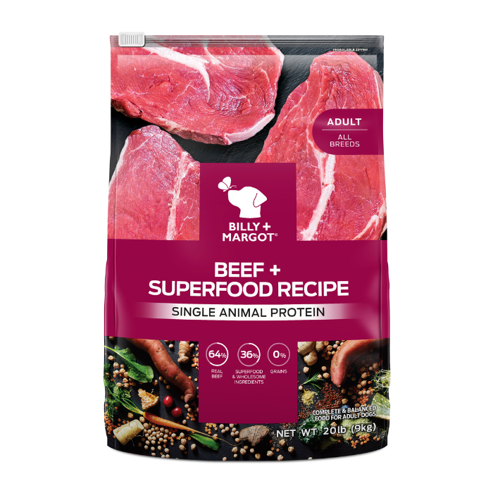 Billy + Margot Single Animal Protein Beef + Superfood Recipe Adult Dry